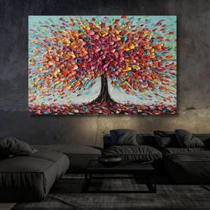 Colorful Tree of Life Canvas Print: Stained Glass Norse Mythology Art ...
