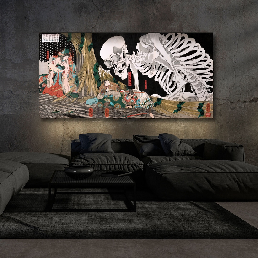 Uta Mitsukuni Defying the Skeleton Specter (1910) by Utagawa Kuniyoshi ...