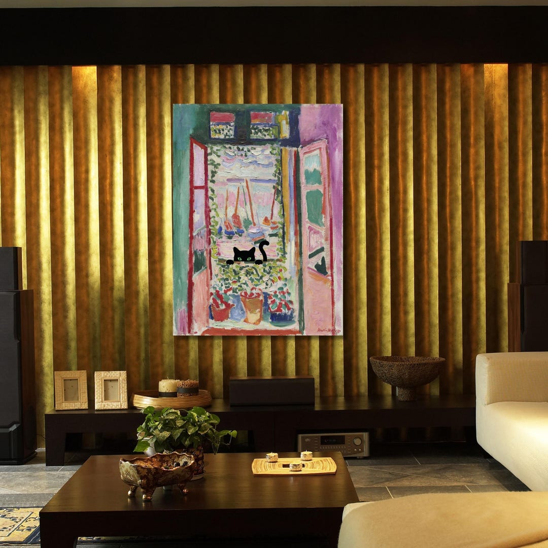 Matisse Open Window Cat Wall Art Matisse Cat Canvas Wall Art Cat Mom ...