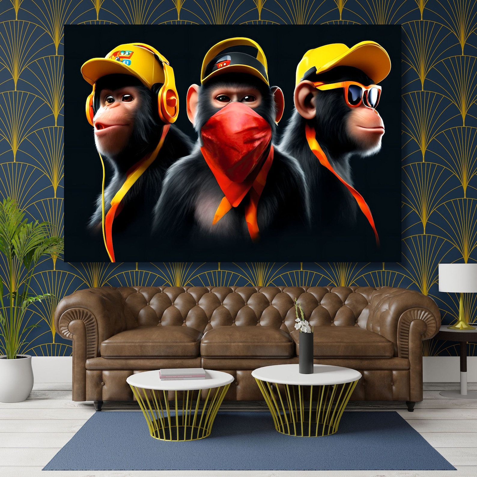 3 Monkeys Poster Art, Animal Print Canvas, No See No Hear No Speak ...