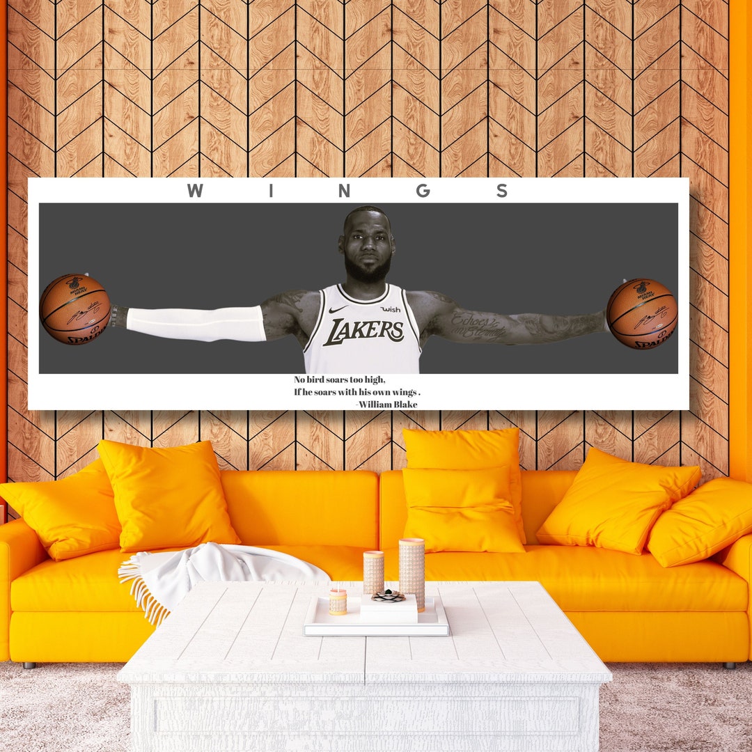Panoramic Lebron James Canvas Wall Art Lebron Poster Art Basketball ...