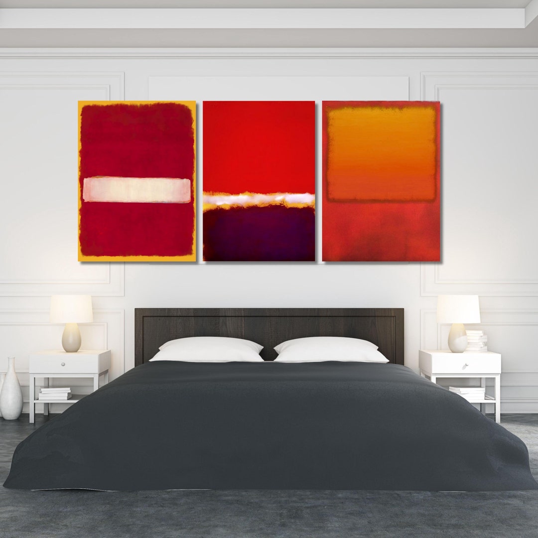 Set of 3 Rothko Canvas Art Mark Rothko Production Mark Rothko Red Print ...