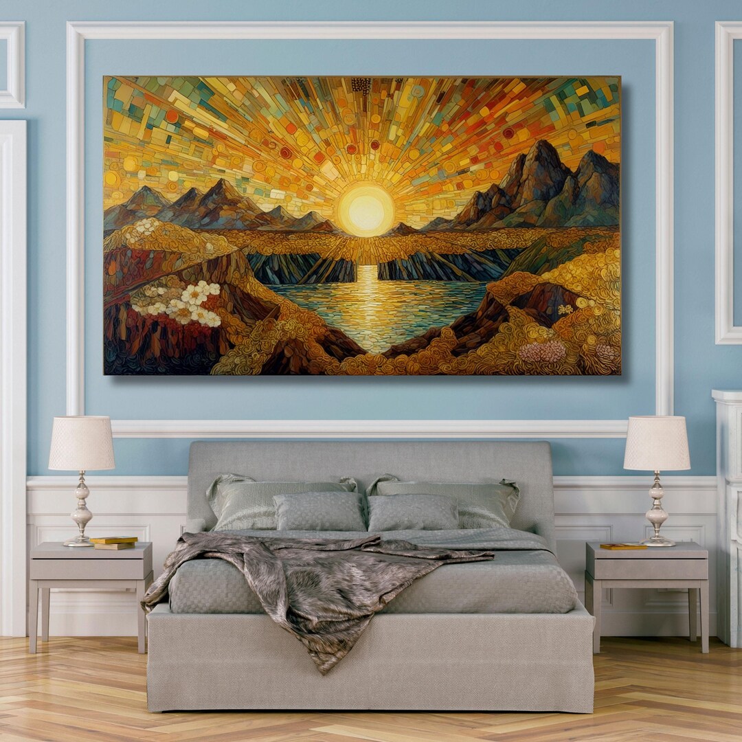 Panoramic Sunrise Canvas Wall Art, Bedroom Decor, Home Decor, Wooden ...
