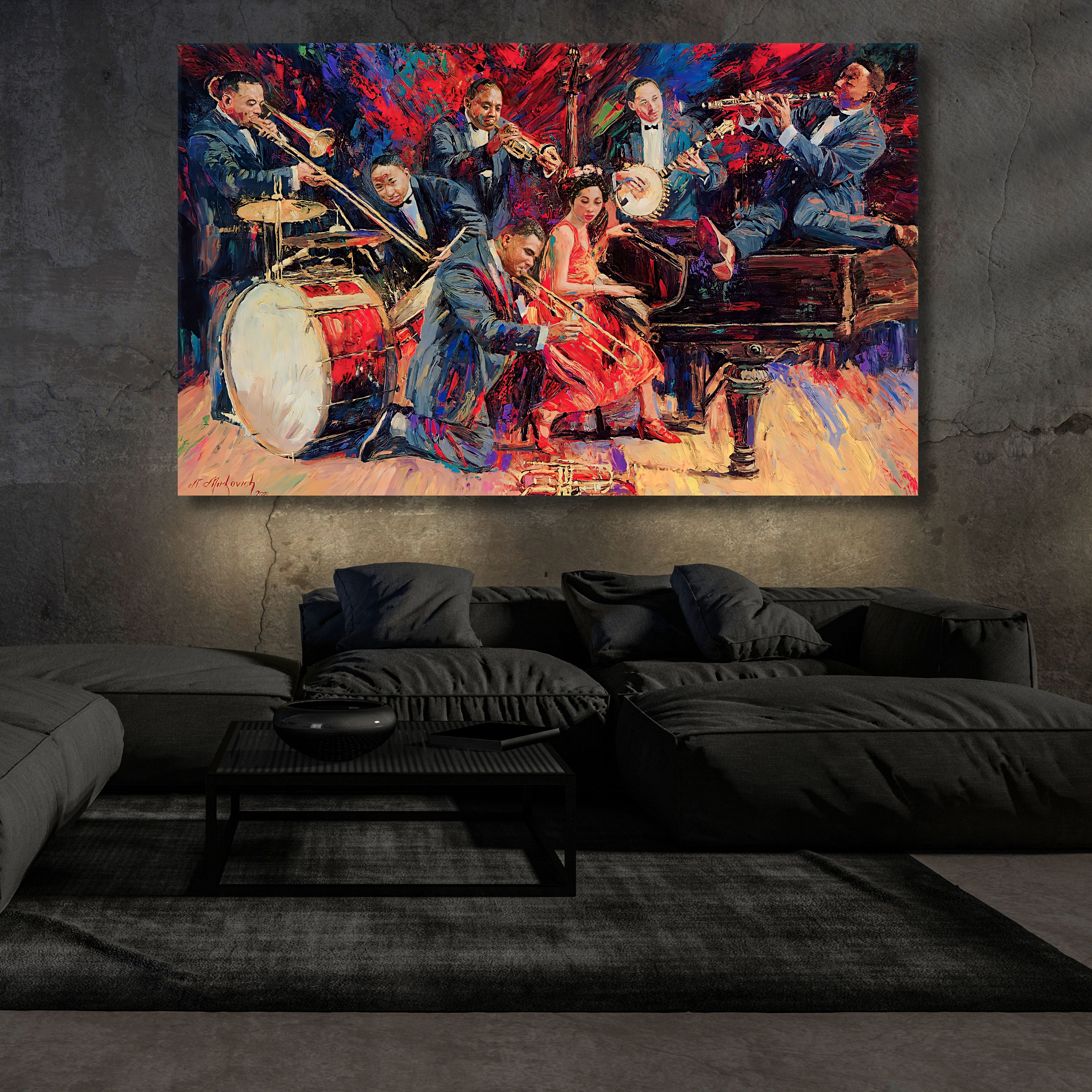 Jazz Club Jazz Singer Musician Home Decor Wall Art Abstract Jazz Canvas ...