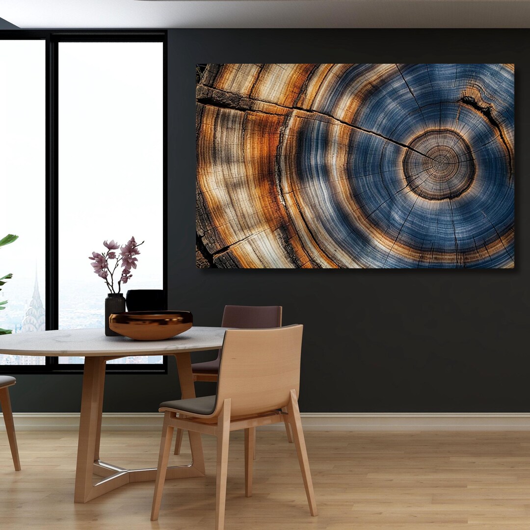 Tree Ring Canvas Wall Art, Abstract Colorful Tree Ring Wall Decor ...