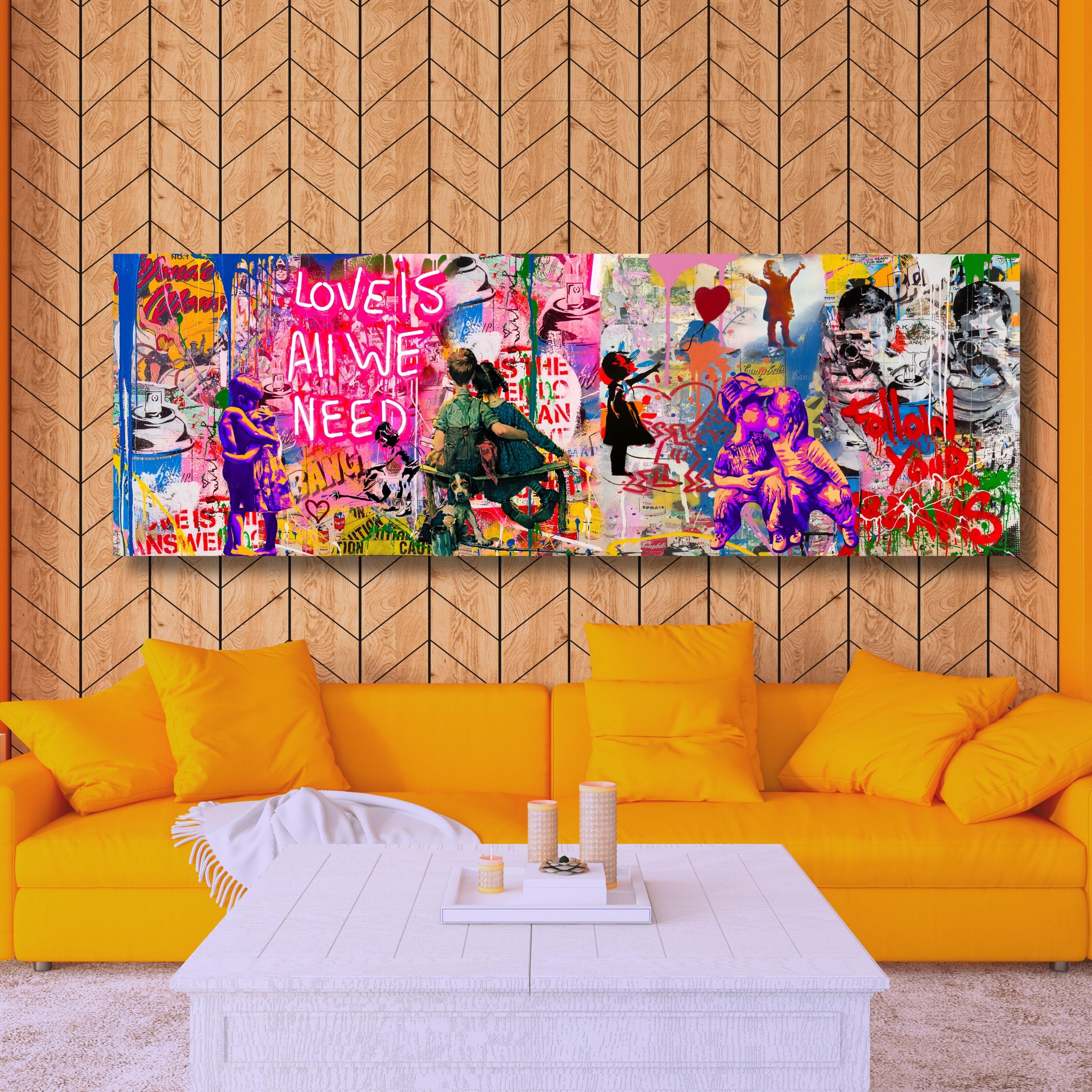 Banksy Collage Canvas Painting Banksy Wall Art,banksy Canvas Graffiti ...