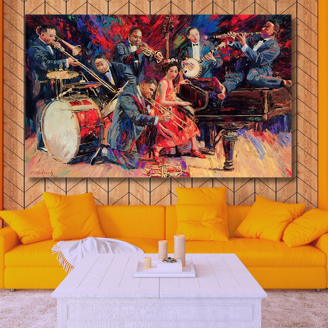 Jazz Club Jazz Singer Musician Home Decor Wall Art Abstract Jazz Canvas ...