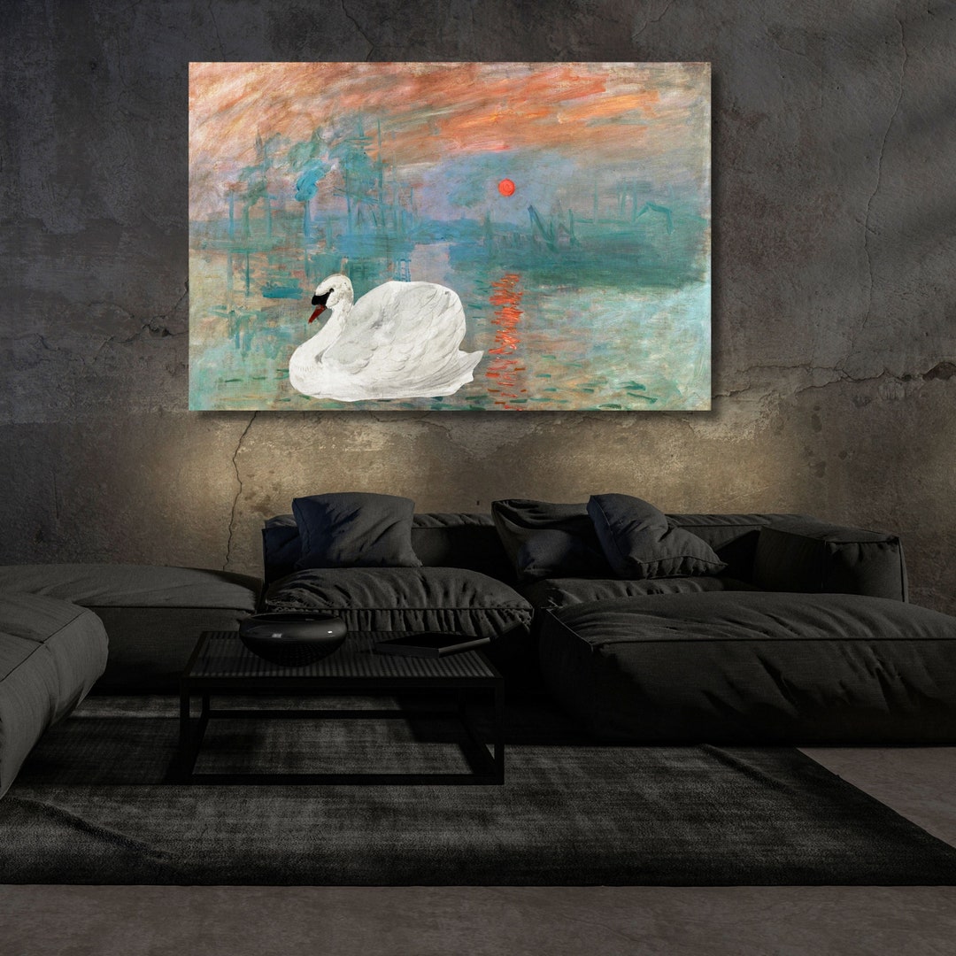 Monet Impression Sunrise Canvas Print: Swan Expressionism Wall Art - Etsy