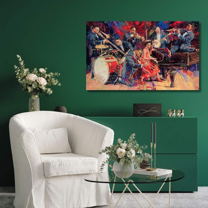 Jazz Club Jazz Singer Musician Home Decor Wall Art Abstract Jazz Canvas ...