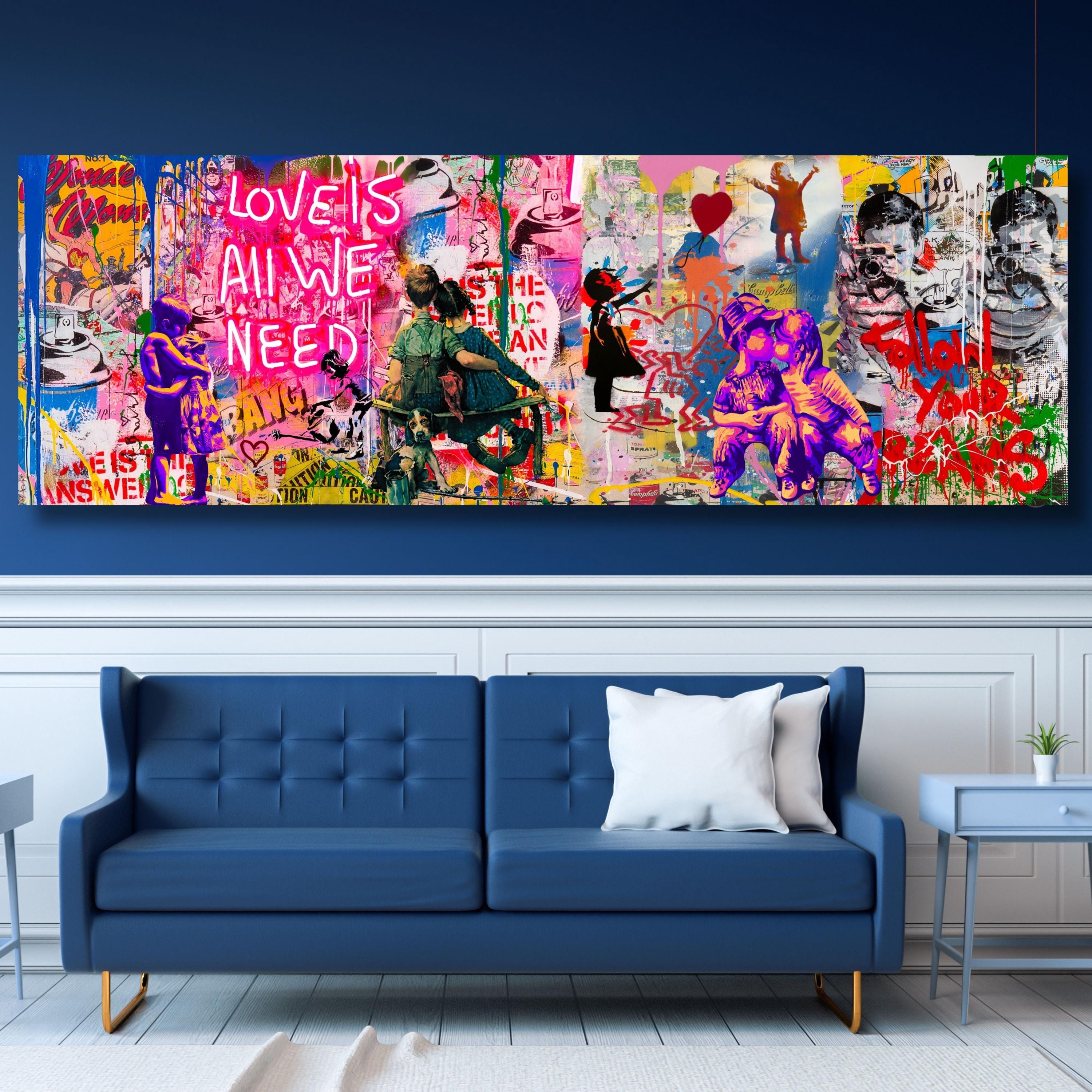 Banksy Collage Canvas Painting Banksy Wall Art,banksy Canvas Graffiti ...