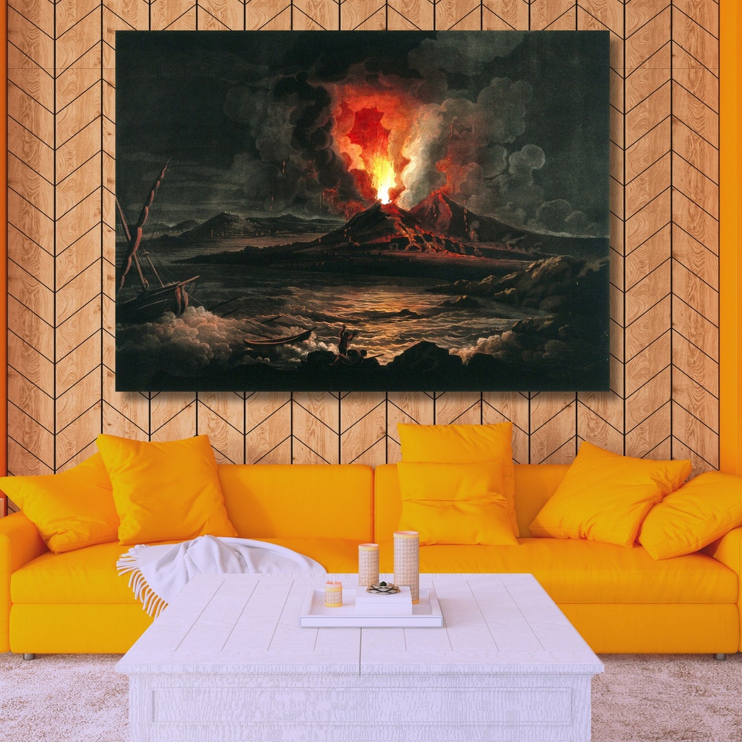 Vesuvius Eruption Canvas Wall Art: Vintage Aquatint Print - Etsy