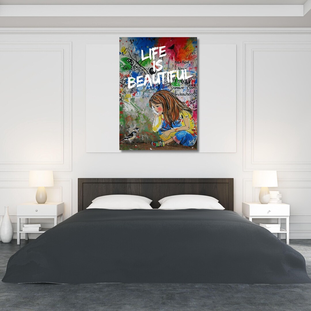 Life is Beatiful Banksy Canvas Banksy I Will Love You Forever Banksy ...