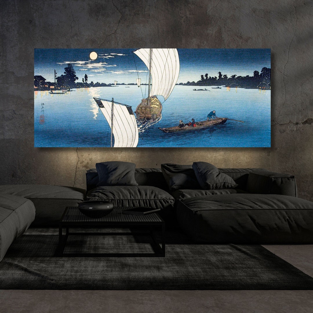 Edo River Japanese Art Print: Hiroaki Takahashi Canvas Wall Art - Etsy