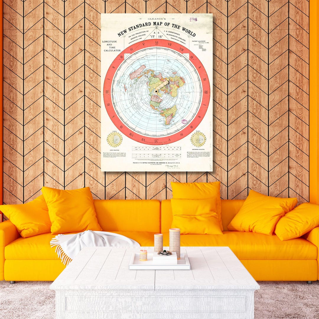 Flat Earth Map Canvas: 1892 Alexander Gleason's World Map Art - Etsy