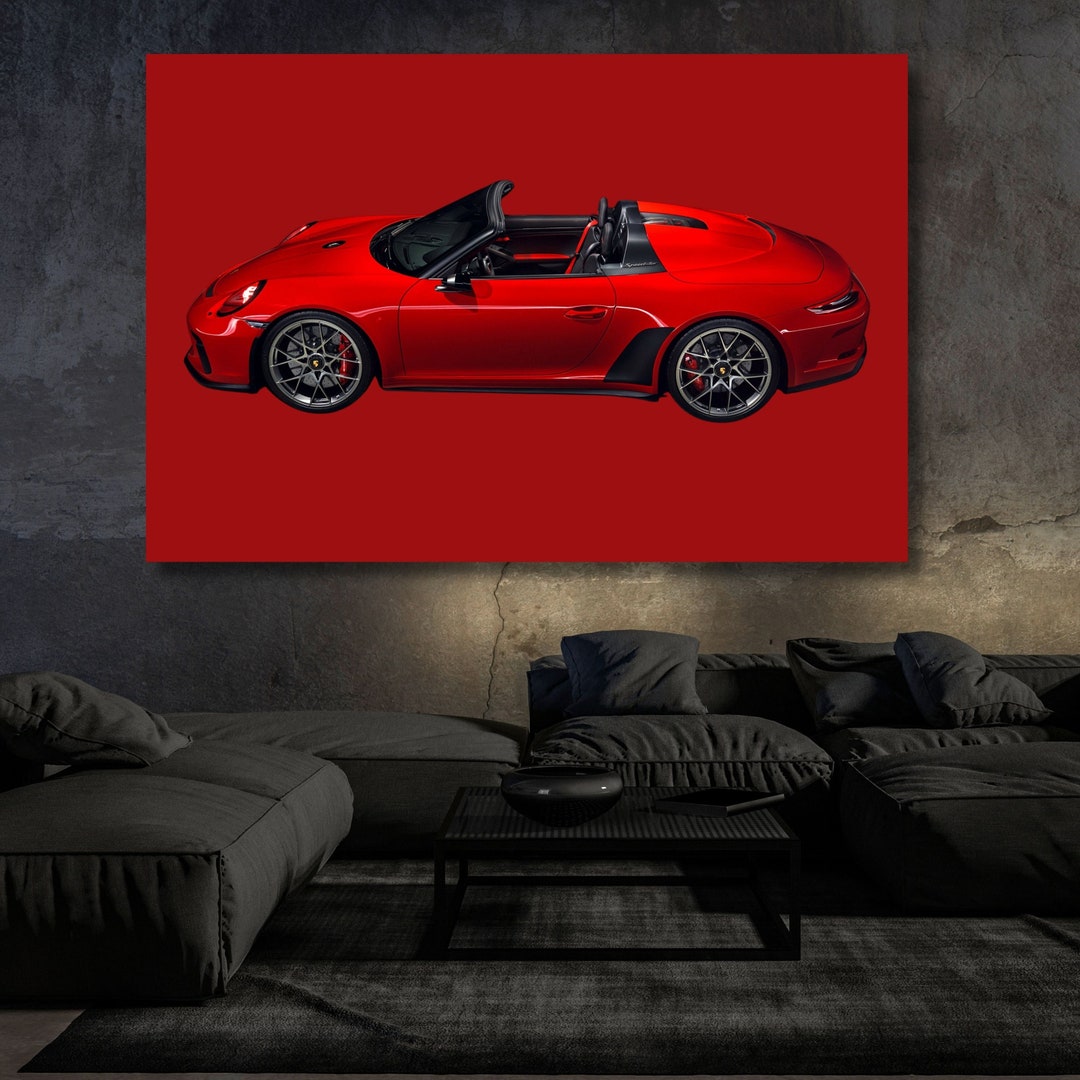 Red Porsche 911 Poster Porsche GT3 Canvas Print Porsche Wall Art Sport ...