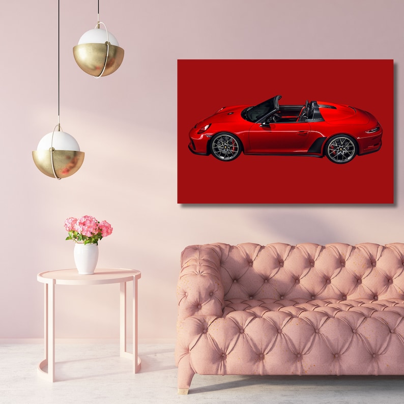 Red Porsche 911 Poster Porsche GT3 Canvas Print Porsche Wall Art Sport ...