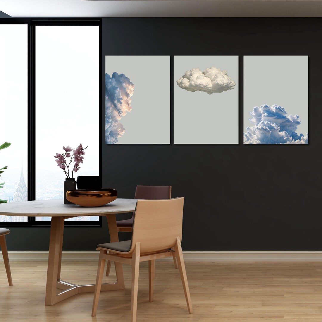 Blue Cloud Print Set: Emerald Green Abstract Wall Art - Etsy