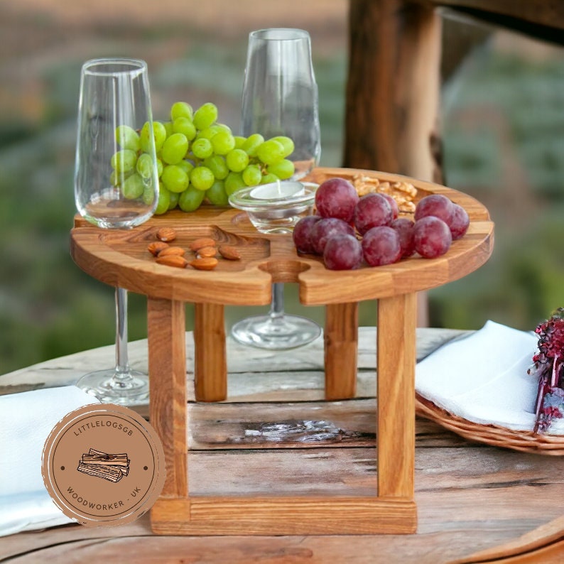 Wooden Wine Table Charcuterie Board Portable Wine Table Rustic Kitchen ...