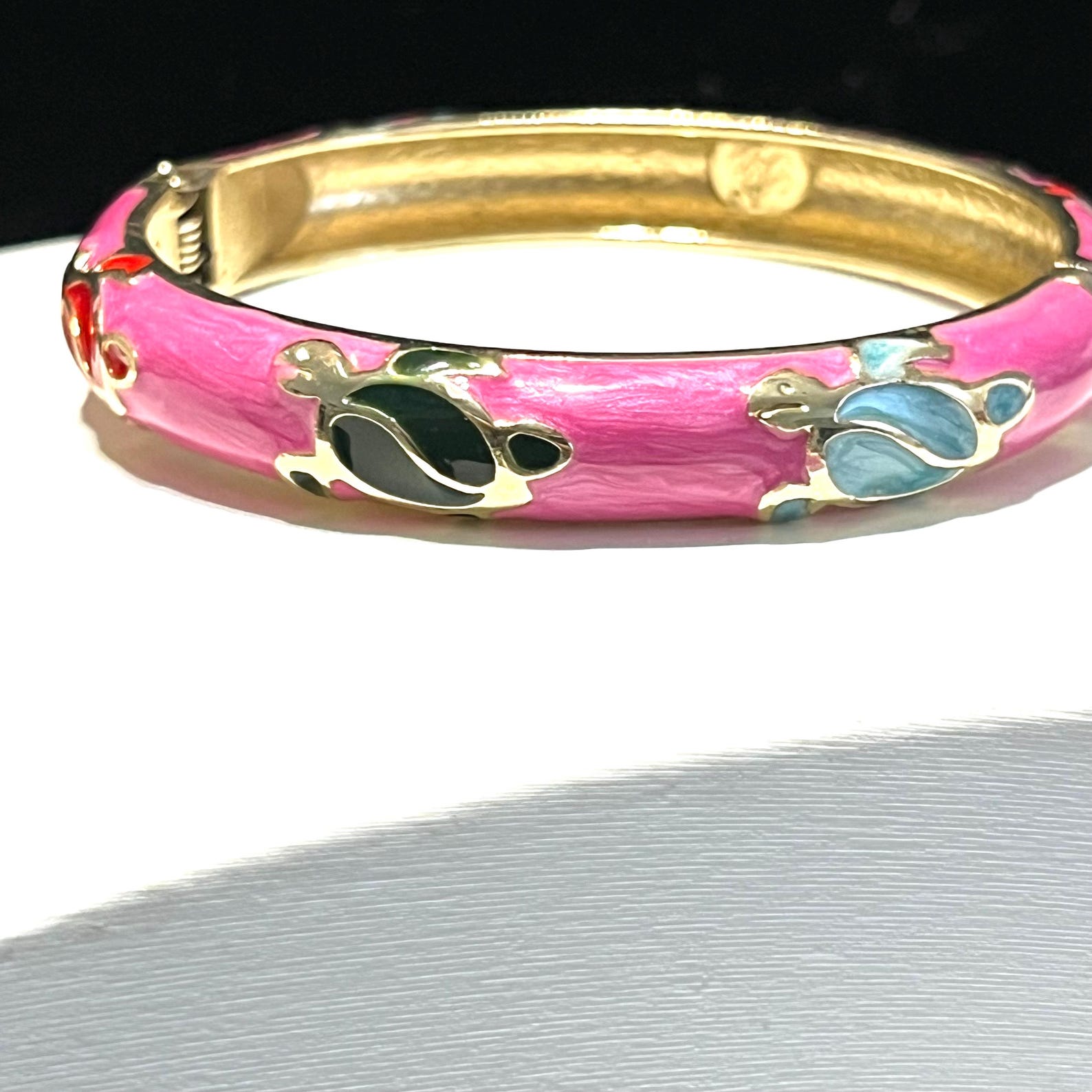 Vintage Jiu Long Xing Barbie Pink Bubble Gum Pink Enamel Cloisonne ...