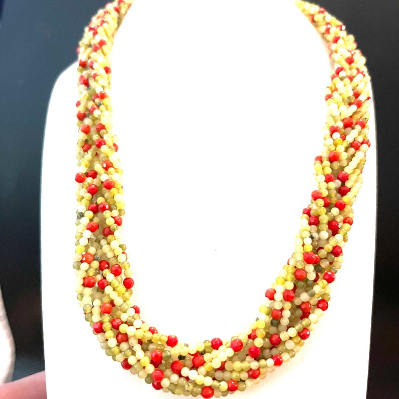 Jay King Signed Desert Trading Green Serpentine Red Coral Multi Strand ...