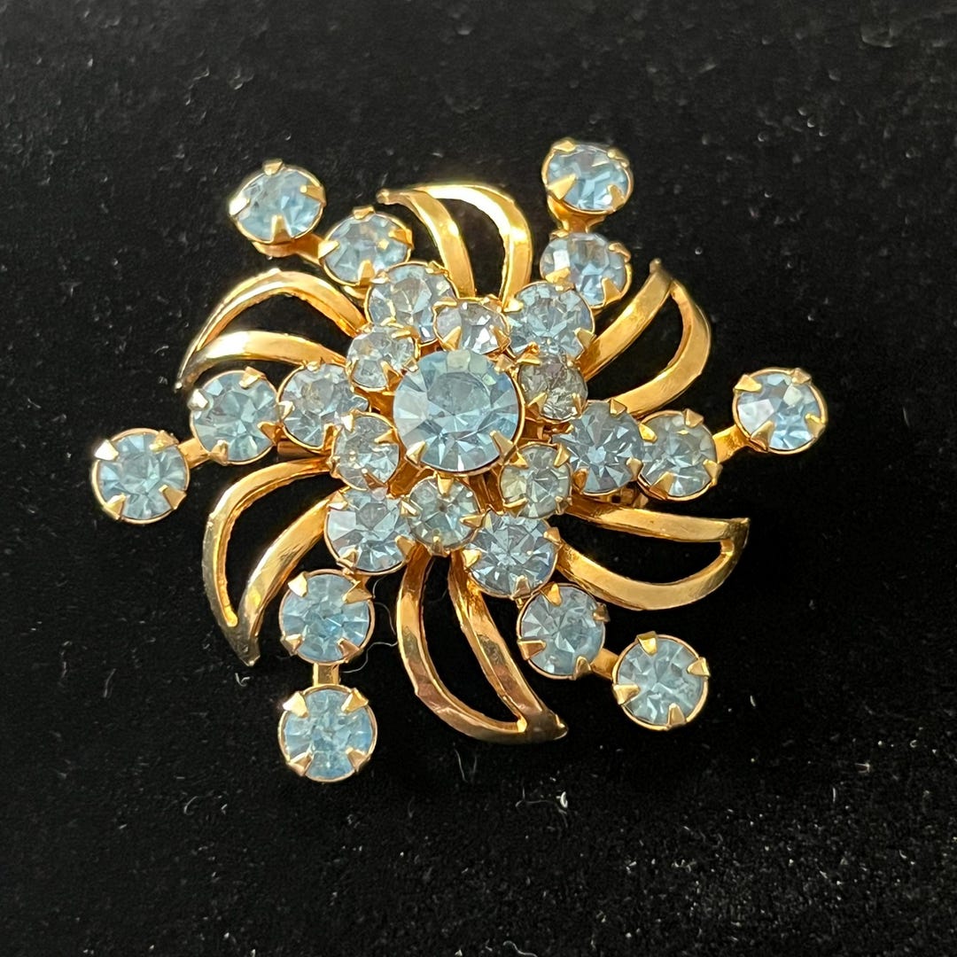Vintage, Pin Wheel, Snow Flake, Star Burst, Floral, Flower, Gold Tone ...