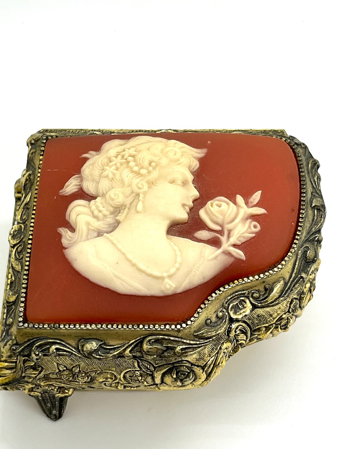 Vintage, Grand Piano, Cameo, Music Box, Red Velvet Interior Pocket ...