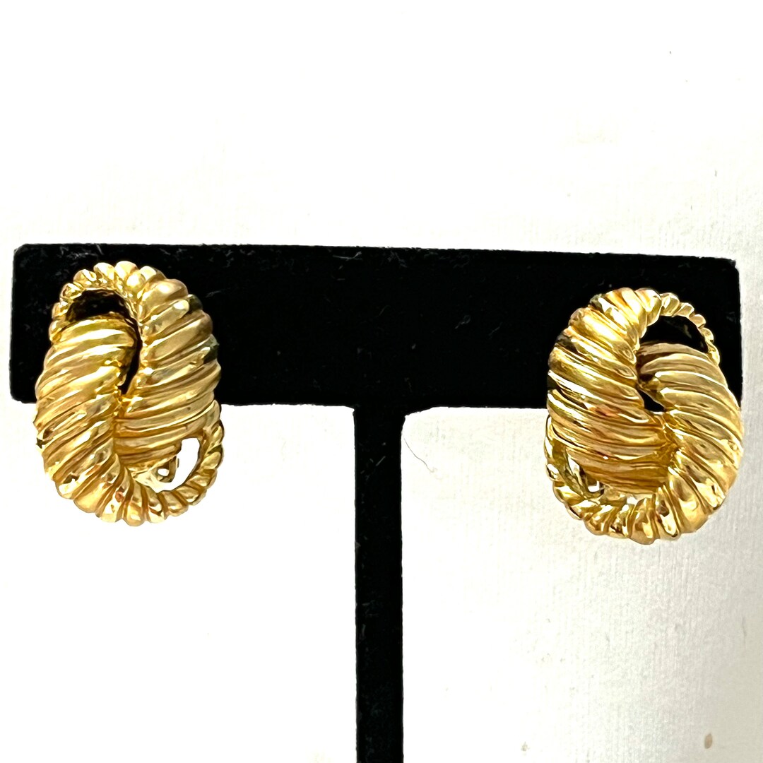 Vintage, 1980's, Large, Gold Tone, Double Scroll, Knot, Shrimp Pattern ...