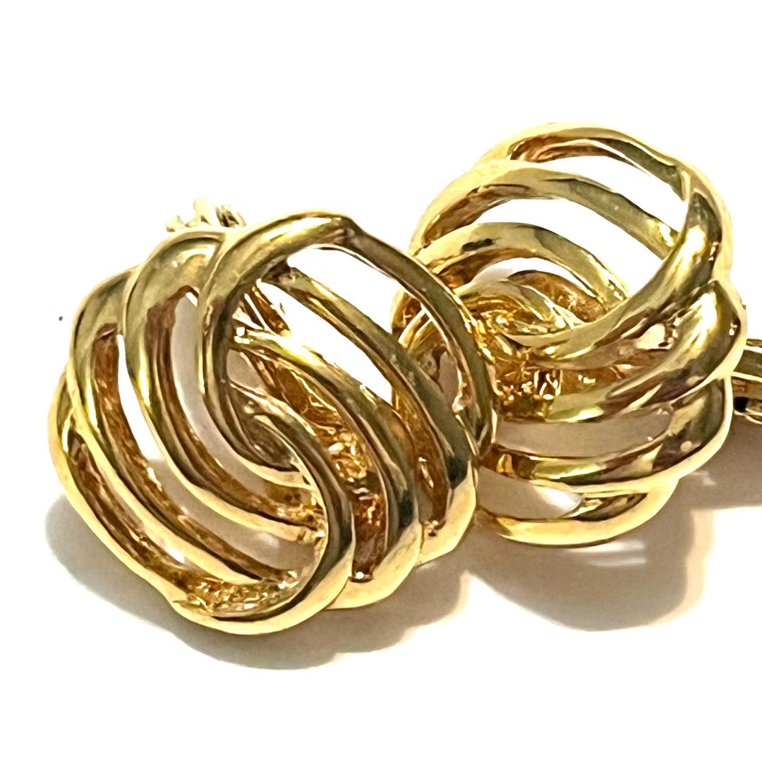 Vintage, 1990’s, Monet Signed, Interlocking, Swirl, Half Circle, Gold Tone, Clip on Earrings - Etsy