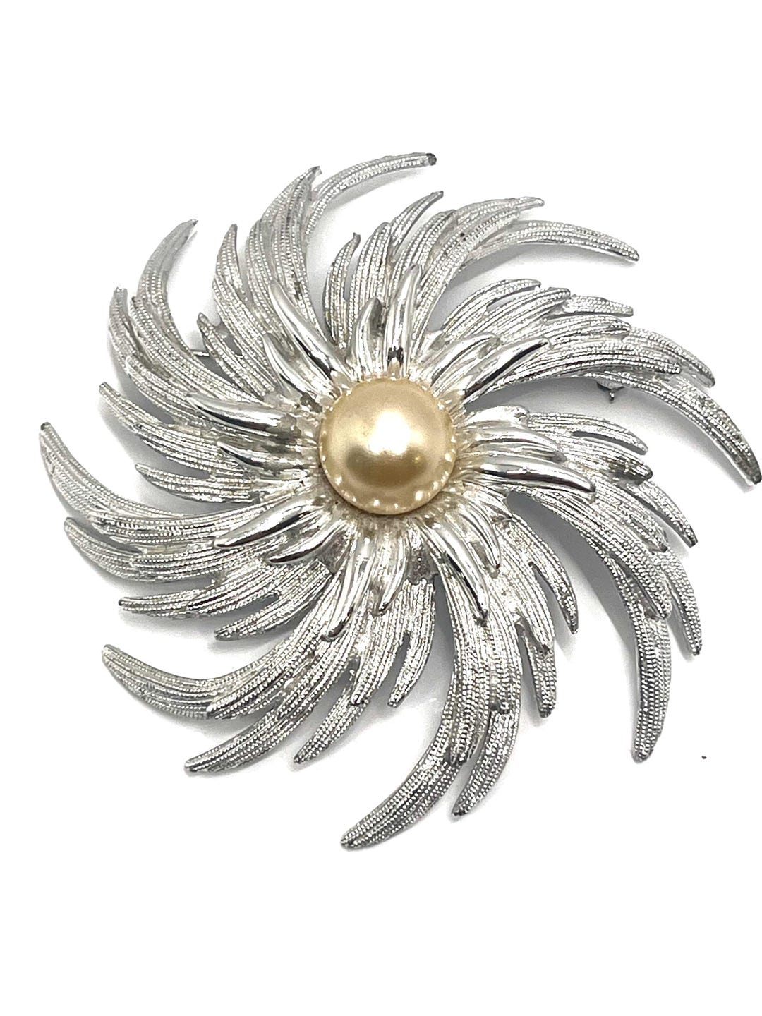 Vintage 1960s Sarah Coventry Silver-tone Pinwheel Silvery Sunburst Faux ...