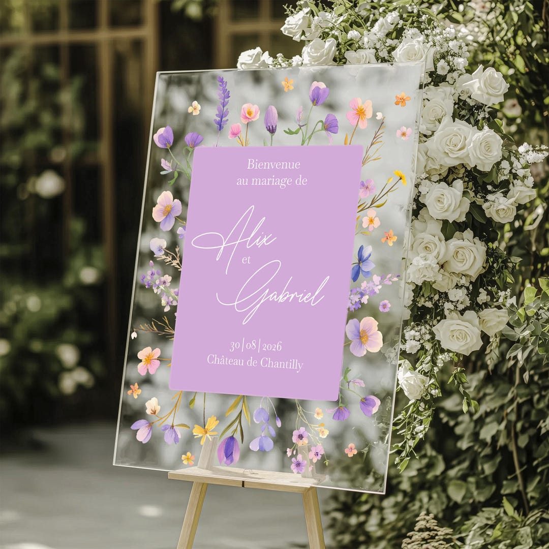 Plexiglass Wedding Welcome Sign, Flower Wedding Sign, Clear Wedding ...