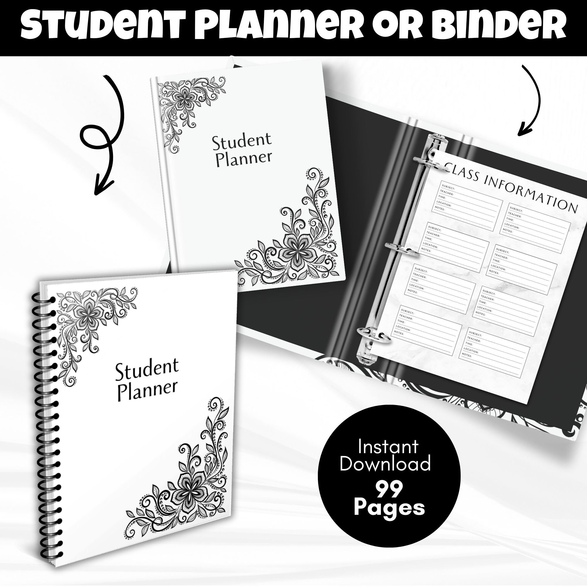 Student Printable Planner, Printable Student Planner Bundle, Study ...
