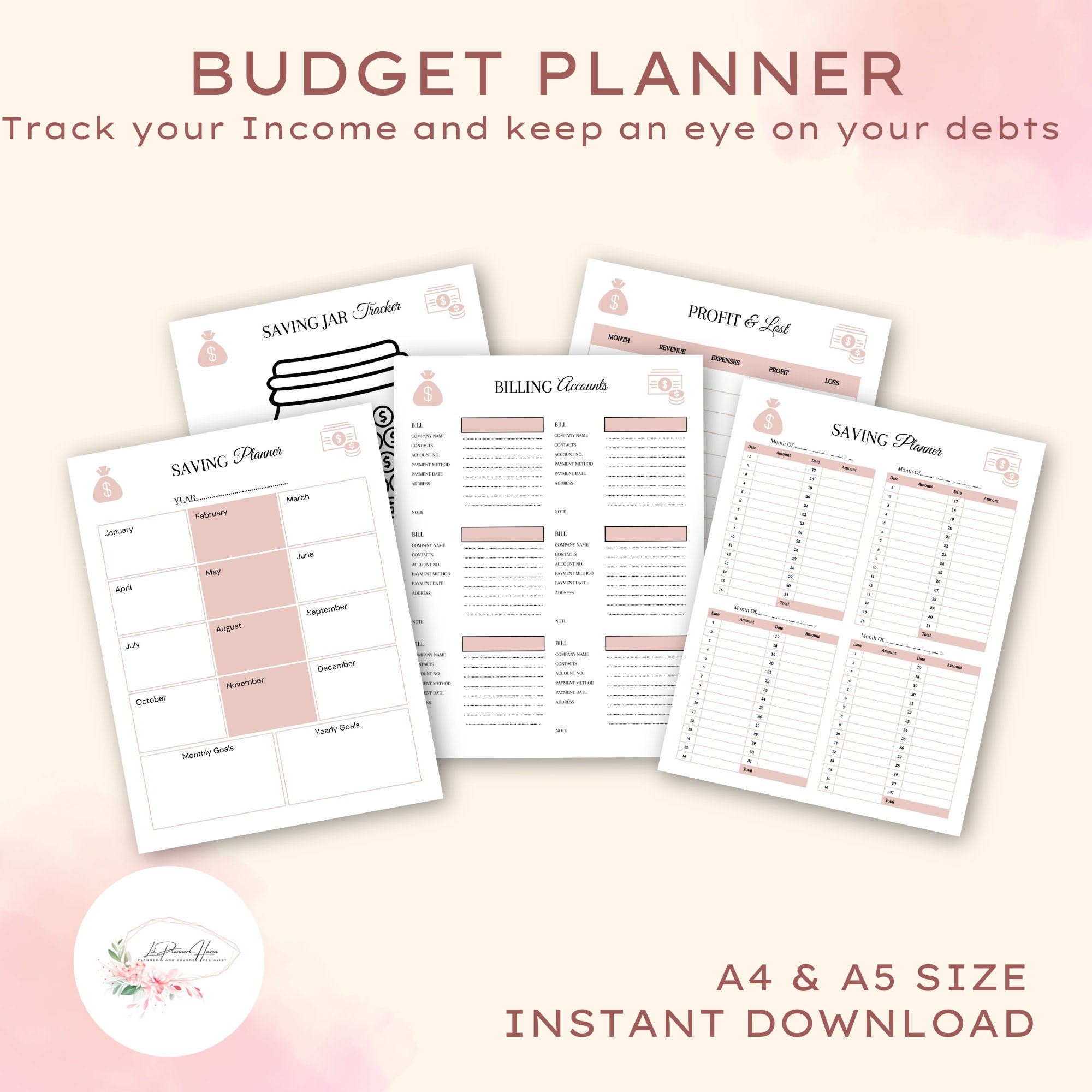 Printable Budget Planner Comes in 2 Printable Size Options Easy to Use ...