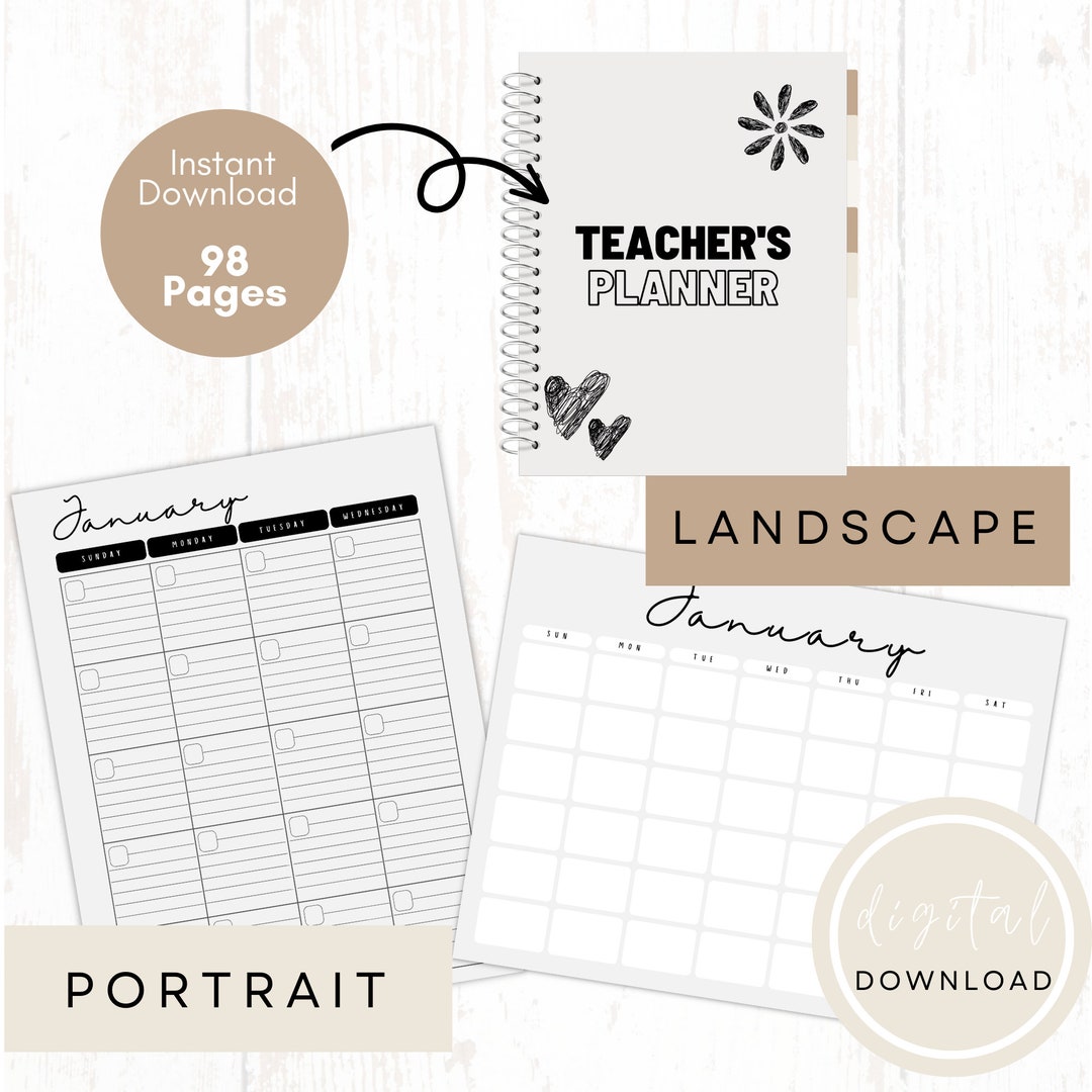 Printable Teachers Planner, PDF Teachers Planner, Instant Download ...