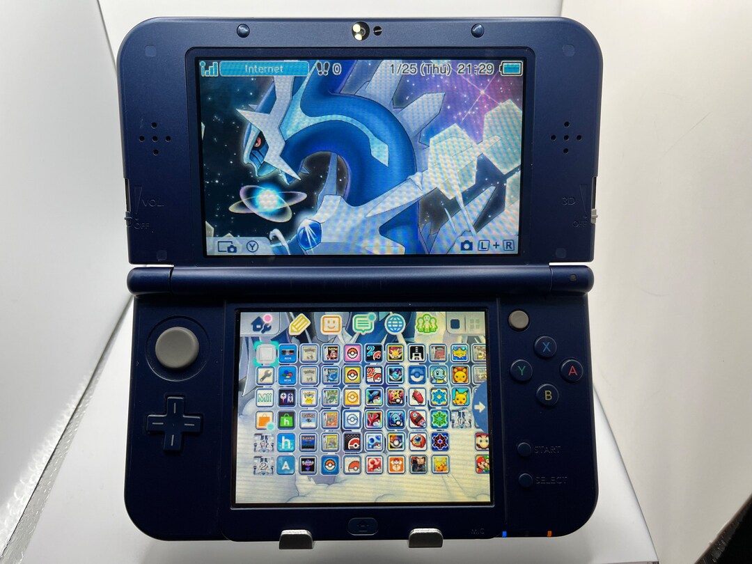New Nintendo 3DS XL Metallic Blue 64GB Top IPS Pokemon Bank ALL Pokemon Games, Mario, Zelda ...