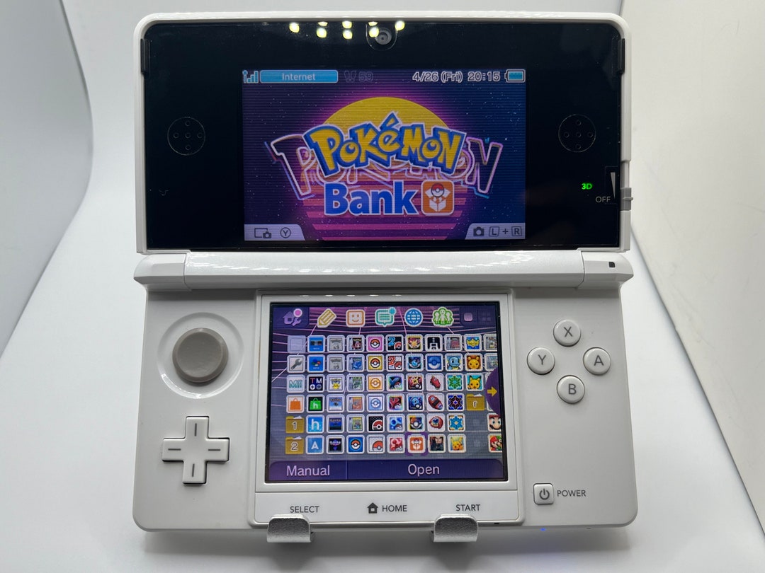 Nintendo 3DS Ice White Fully Loaded 64GB Pokemon Bank ALL Pokemon Games ...