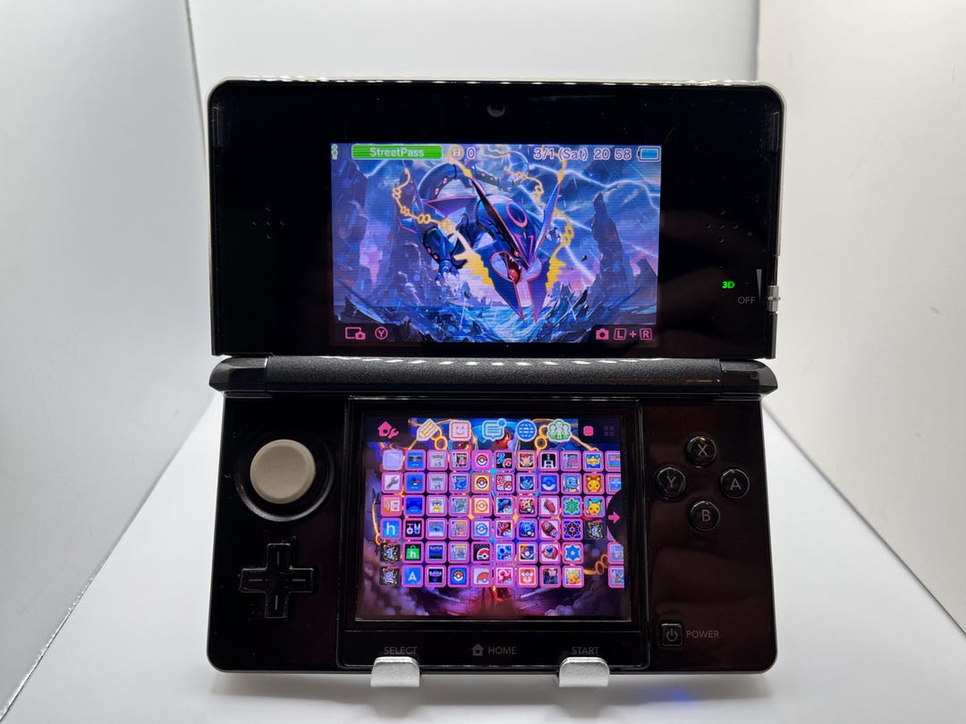 Nintendo 3DS Cosmo Black 64GB 700+ Games Pokemon Bank + ALL Pokemon ...