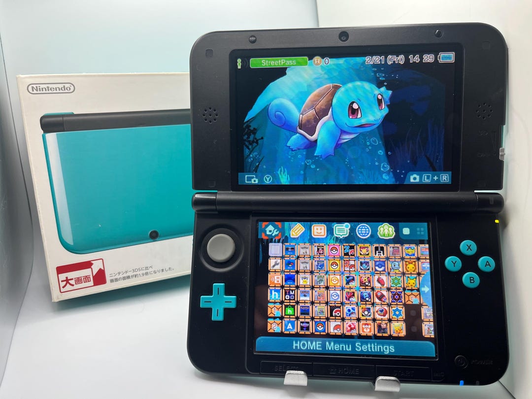 Nintendo 3DS XL Turquoise W Box 64GB 700 Games Pokemon Bank ALL Pokemon ...