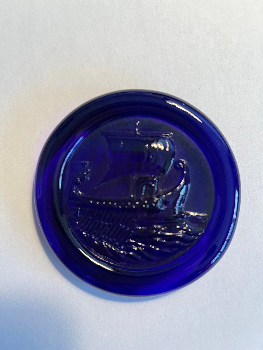 Bristol Glass Blue Glass Viking Ship Paperweight - Etsy