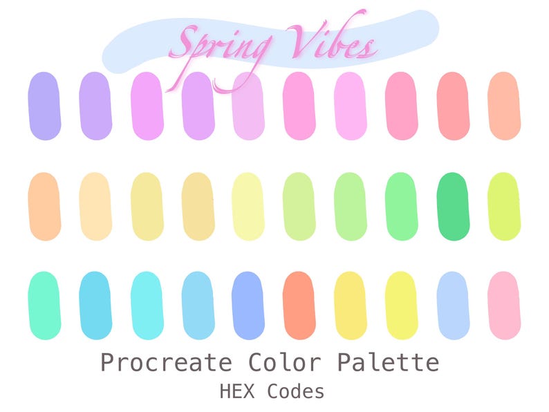 Spring Vibes Color Palette With Hex Codes - 30 Colors - Planner Notes ...