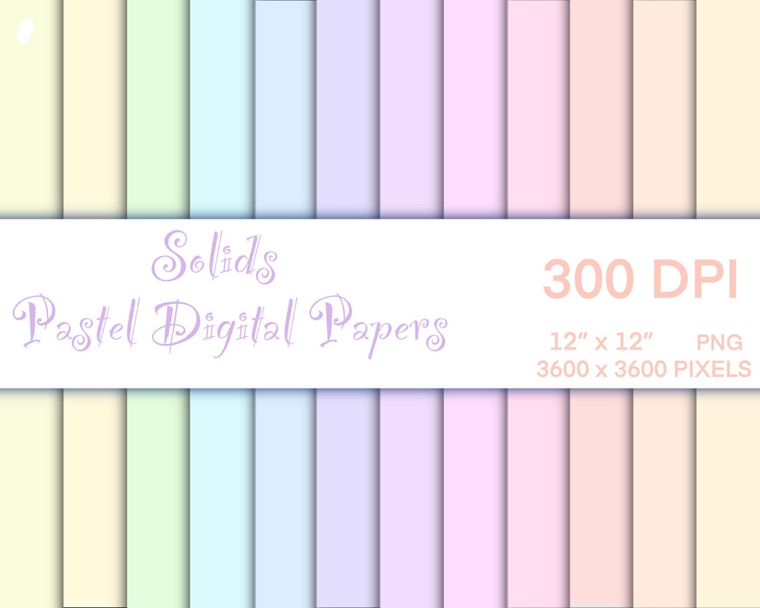 Solid Soft Pastel Colors Digital Papers Pack - Commercial Use - 12 ...