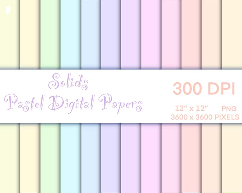 Solid Soft Pastel Colors Digital Papers Pack - Commercial Use - 12 ...