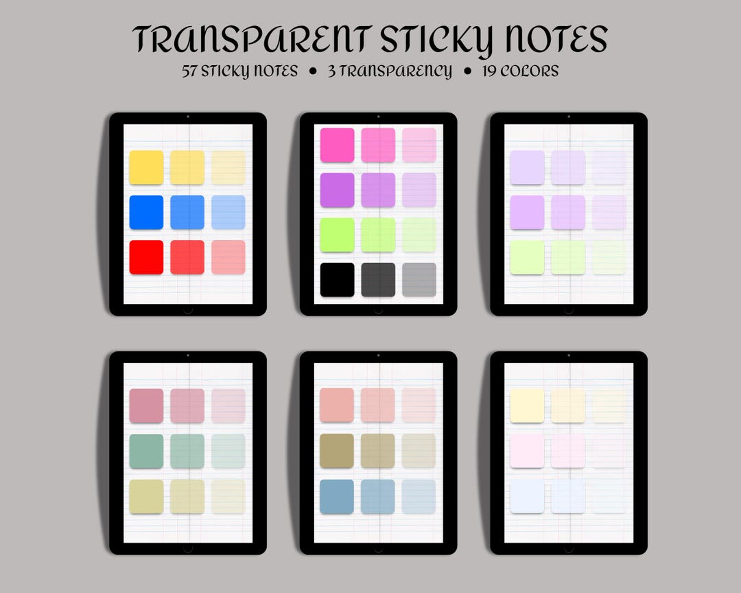 Transparent Sticky Notes - Digital Planner Stickers - 3 Styles - 57 ...