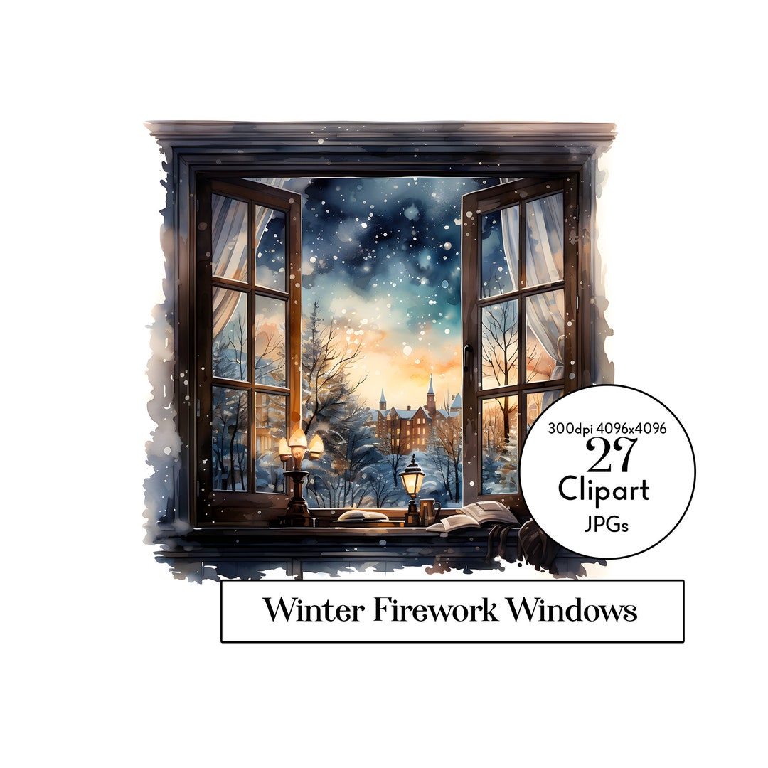 Winter Firework Windows - Set of 27 High-quality Jpgs for Festive ...