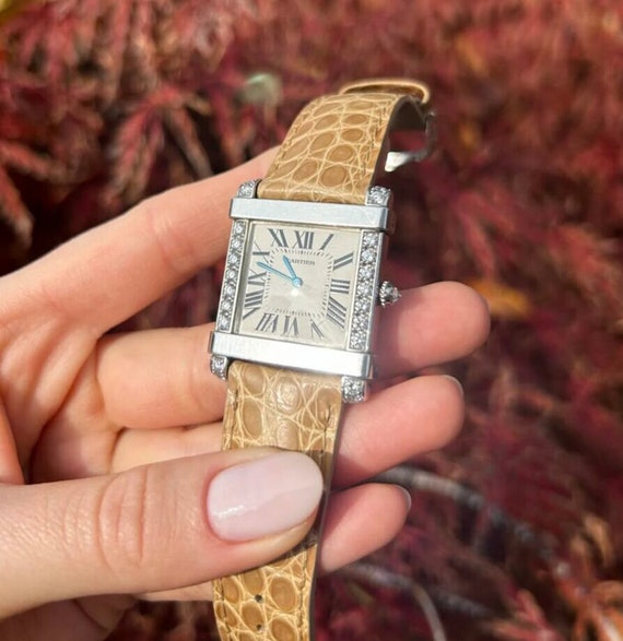 Original Cartier Mechanical Platinum Watch with Natur… - Gem