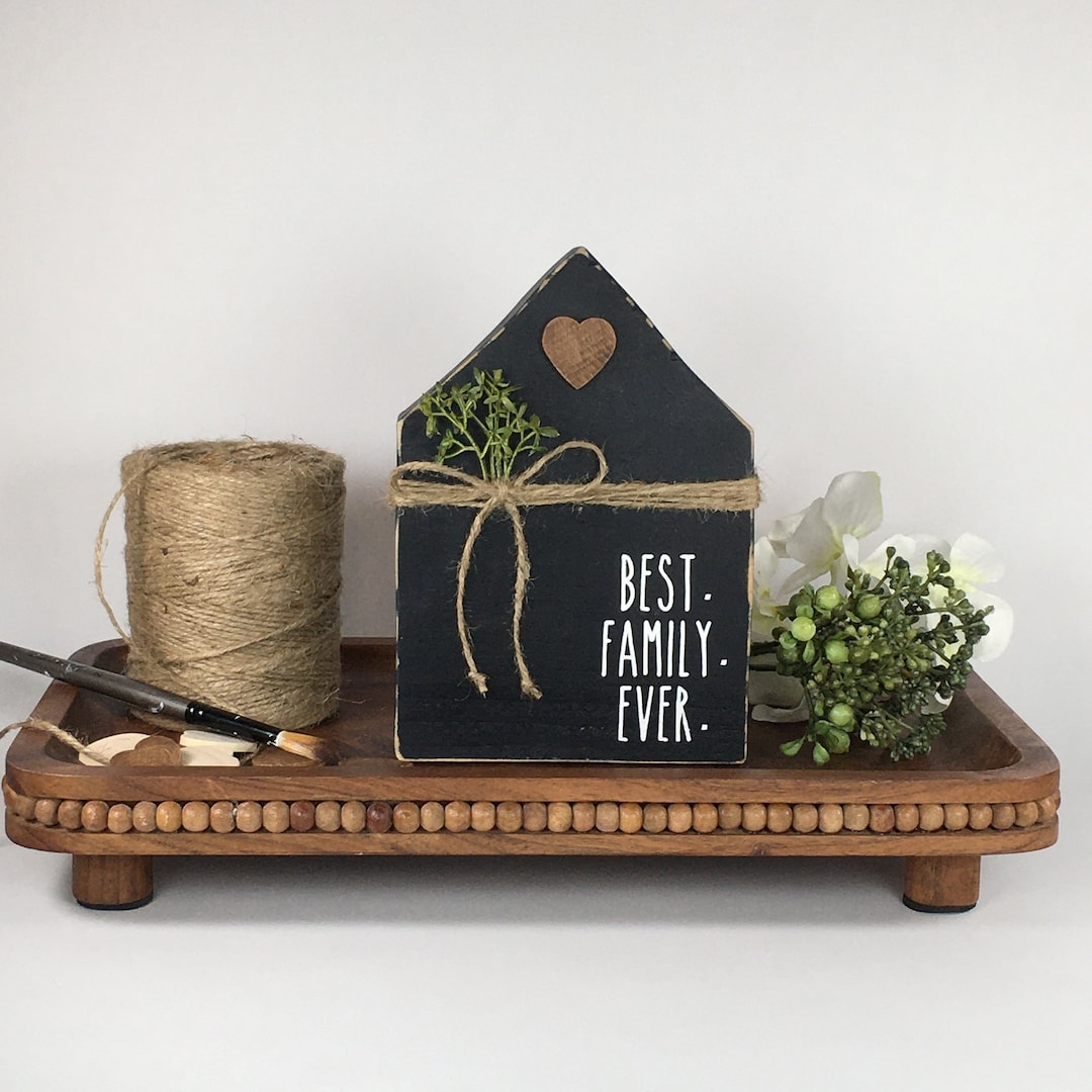 Chunky Wood House Tray Decor, Family Sign, Rustic Farmhouse, Shelf ...