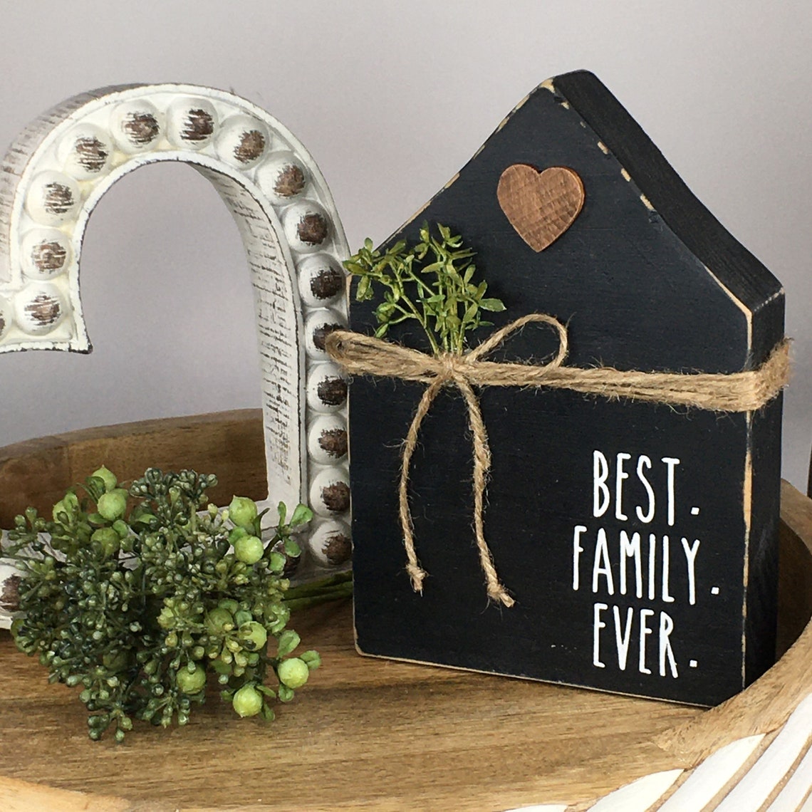 Chunky Wood House Tray Decor, Family Sign, Rustic Farmhouse, Shelf ...