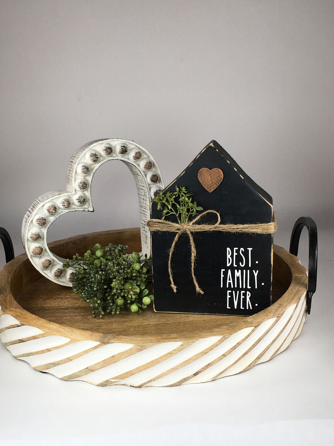 Chunky Wood House Tray Decor, Family Sign, Rustic Farmhouse, Shelf ...