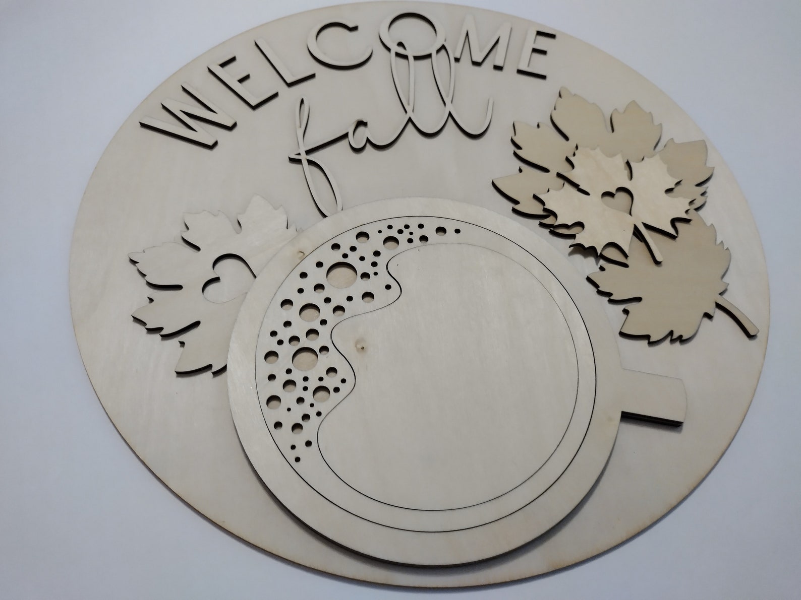 Welcome Fall Door Hanger, DIY Kit, Unfinished Wooden Door Round Sign ...