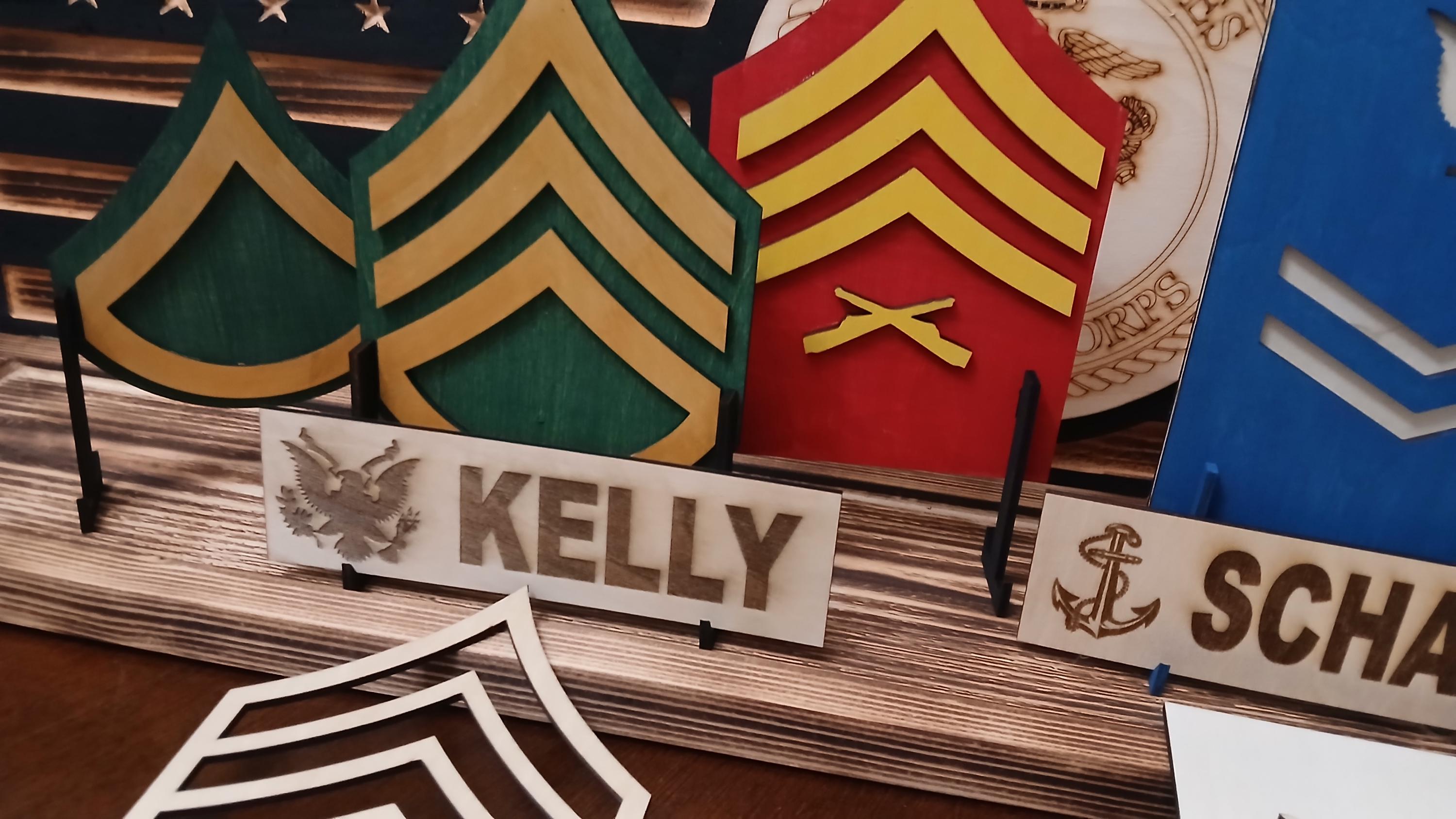 Custom Military Rank Name Plate – Laser Cut Wood Plaque - Hand Painted ...