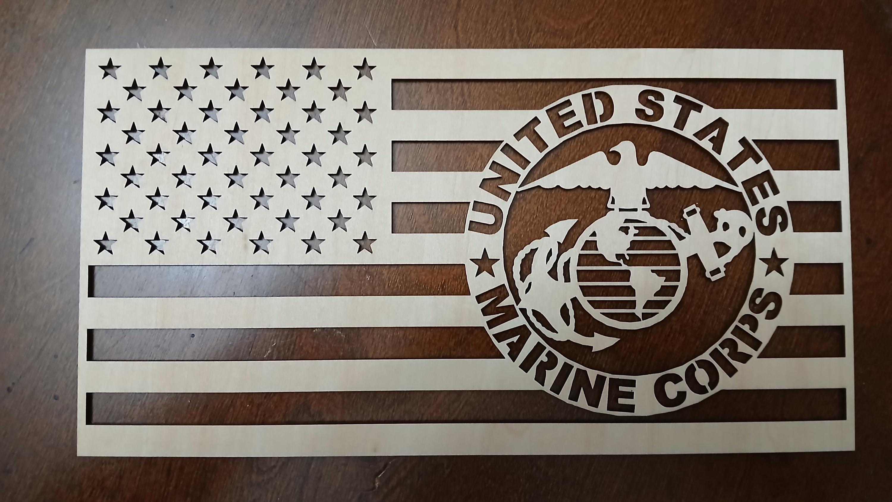 Laser Cut USMC Desk Flag: Hand-painted Wooden Marine Corps Tribute - Etsy